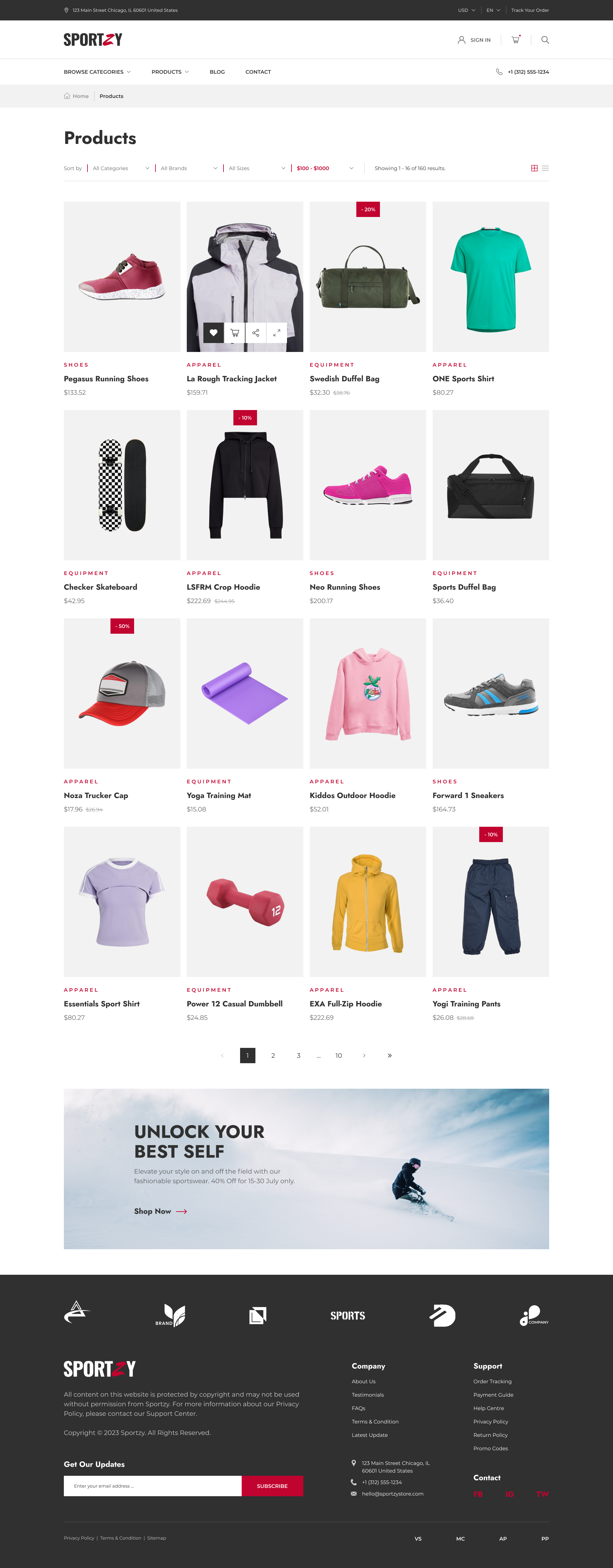 Sportzy - Sportswear E-Commerce Website Design UI Figma Template by peterdraw